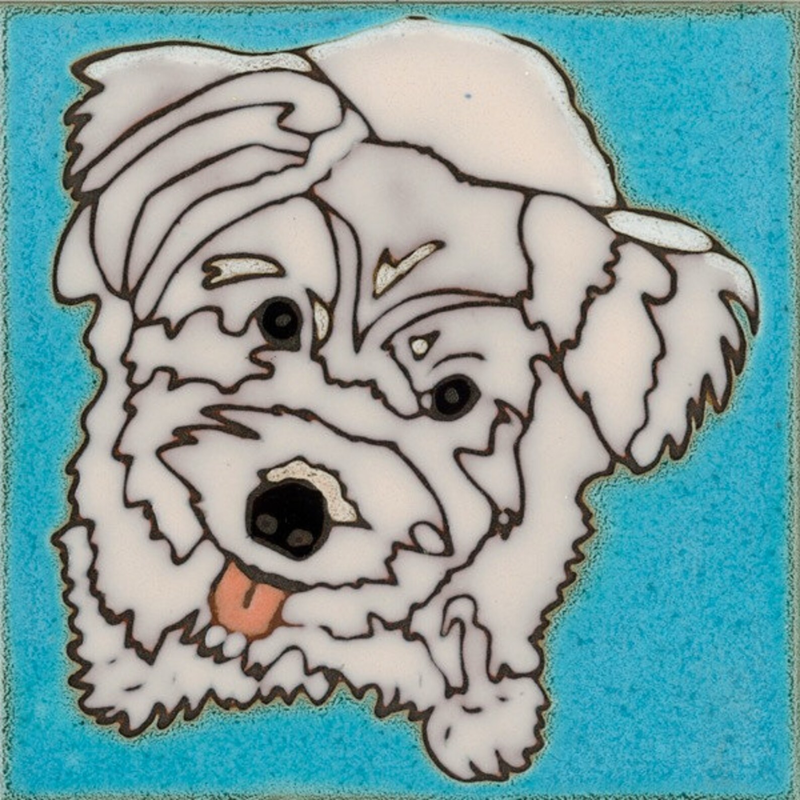 Ceramic Tile Dog Maltese Mix Apricot Color Original Art by Pacific Blue ...