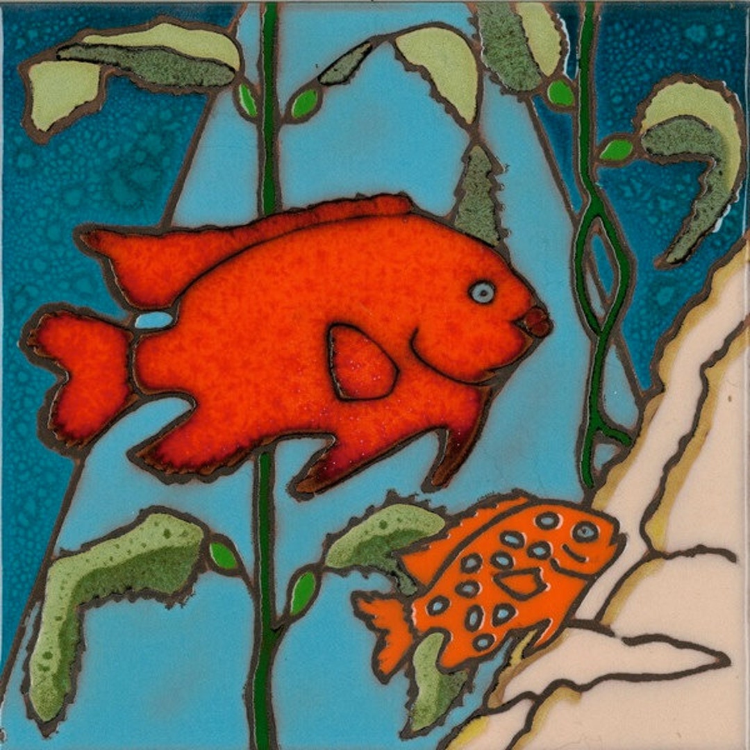 Ceramic Tile Garibaldi Fish and Baby Hot Plate Trivet Wall Decor ...
