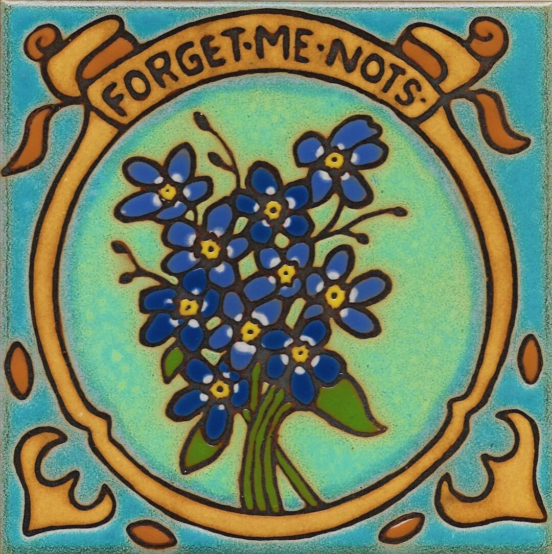 Flowers Forget Me Nots Hot Plate Wall Decor Installation Hand Painted ...