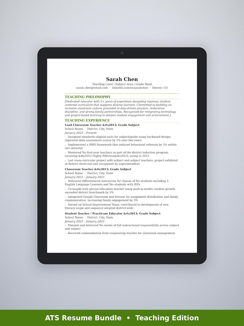 Teacher & Educator | ATS Resume Template Bundle | Microsoft Word | US ...