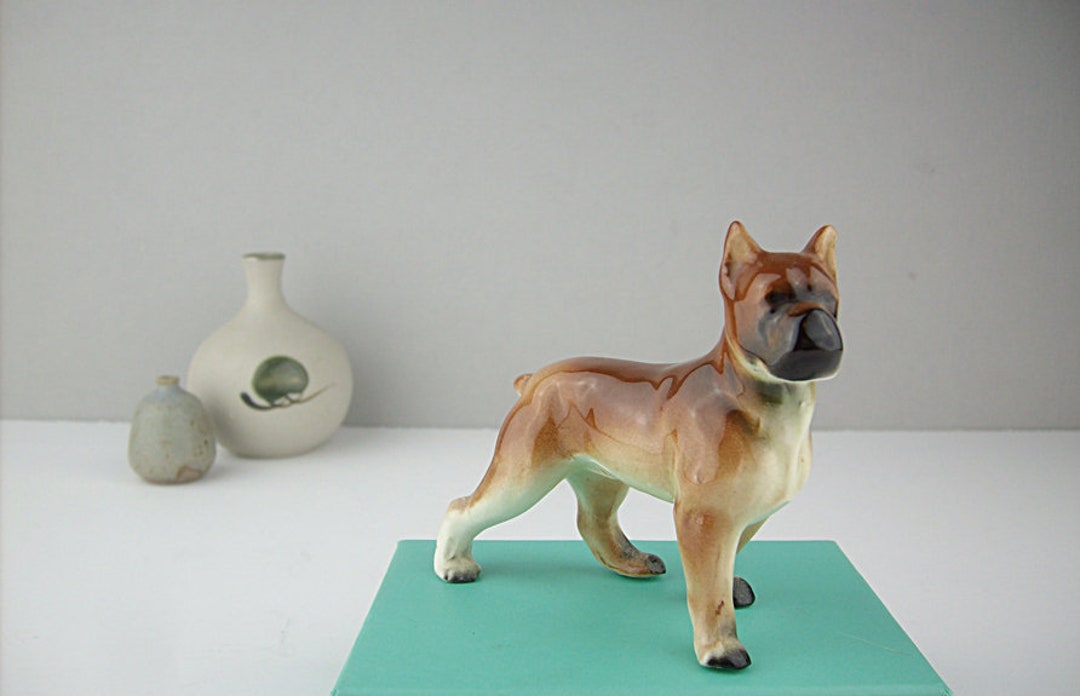 Vintage Porcelain Boxer Figurine Ceramic Dog Statue - Etsy