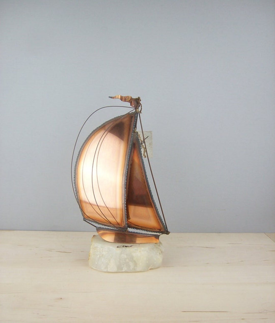 Mid Century Brutalist Metal Sailboat by Demott Sculpture, Copper ...