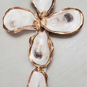 Oyster Shell Cross With Gold Gilding - Wall Decor - Gift - Etsy