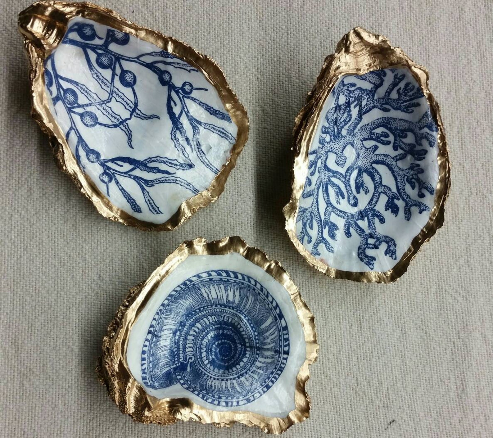 Oyster Shell Blue and White Coastal Hostess Gift Bridesmaid | Etsy