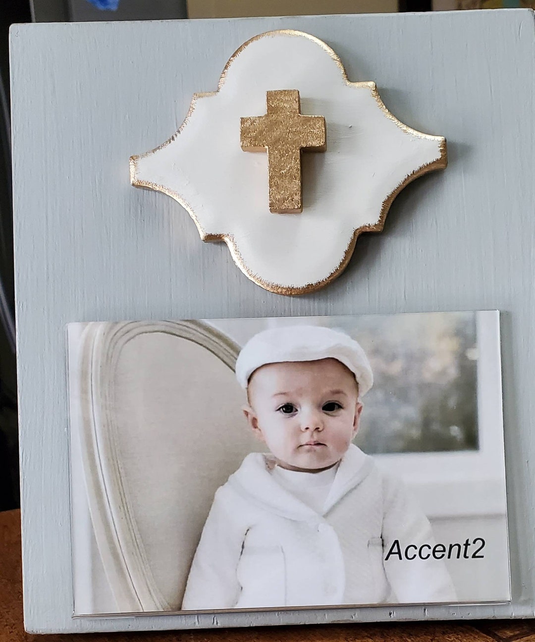 Gold Gilded Tile With Gold Cross Frame 4x6 Horizontal Photo Painted ...