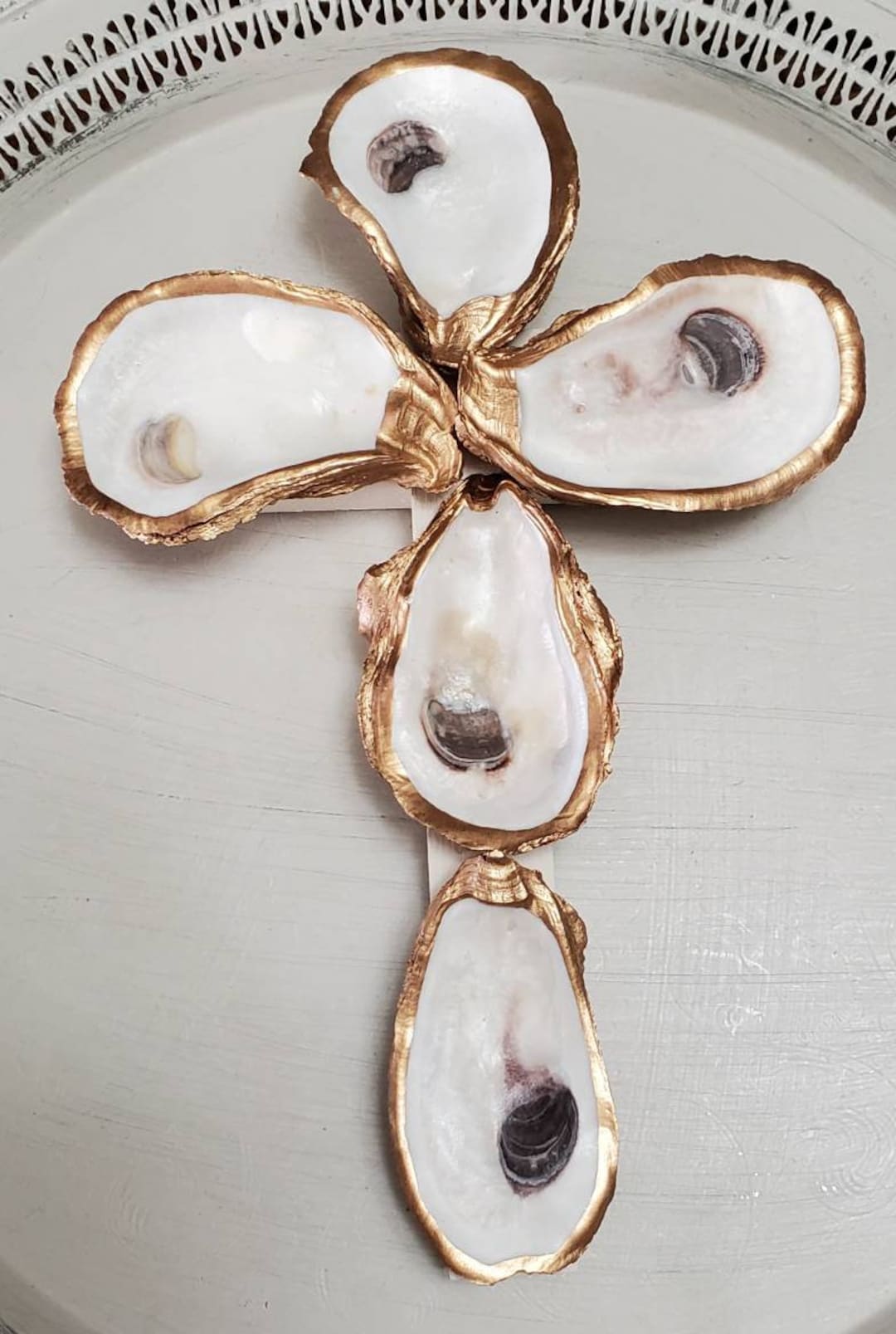 Oyster Shell Cross With Gold Gilding - Wall Decor - Gift - Etsy