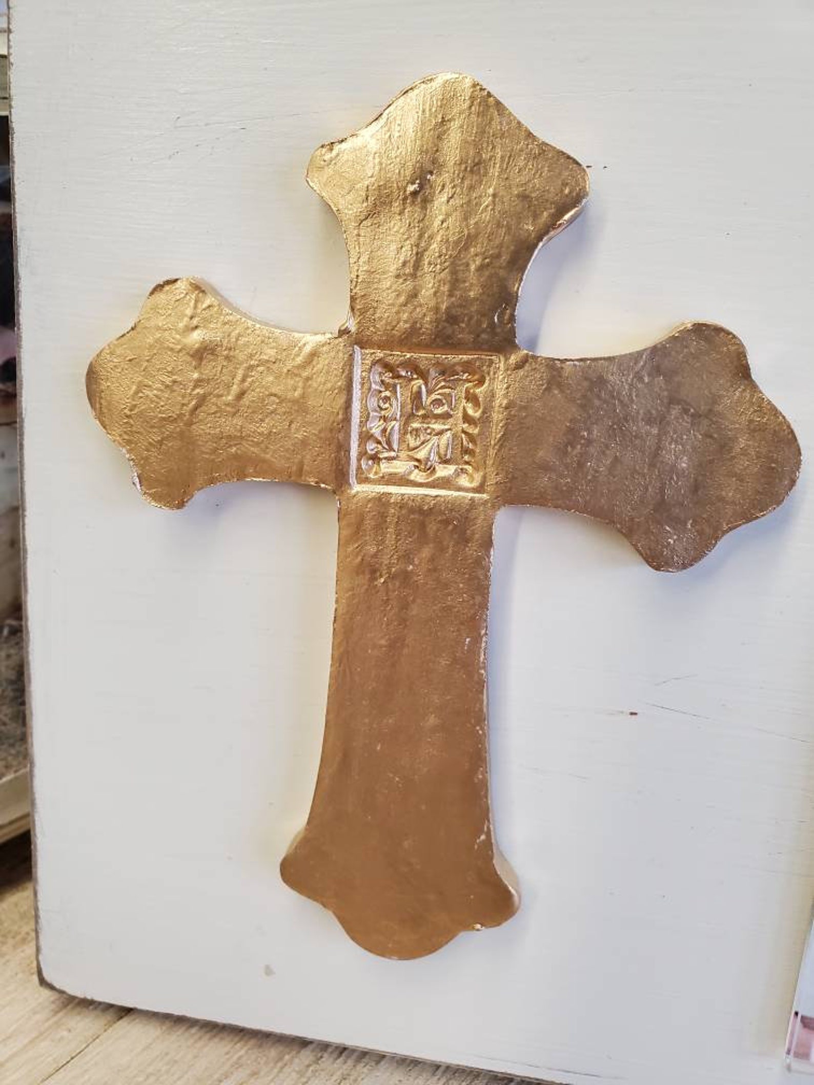 Gold Gilded Cross Personalized Wood Picture Frame - Oyster White 4x6 - Etsy