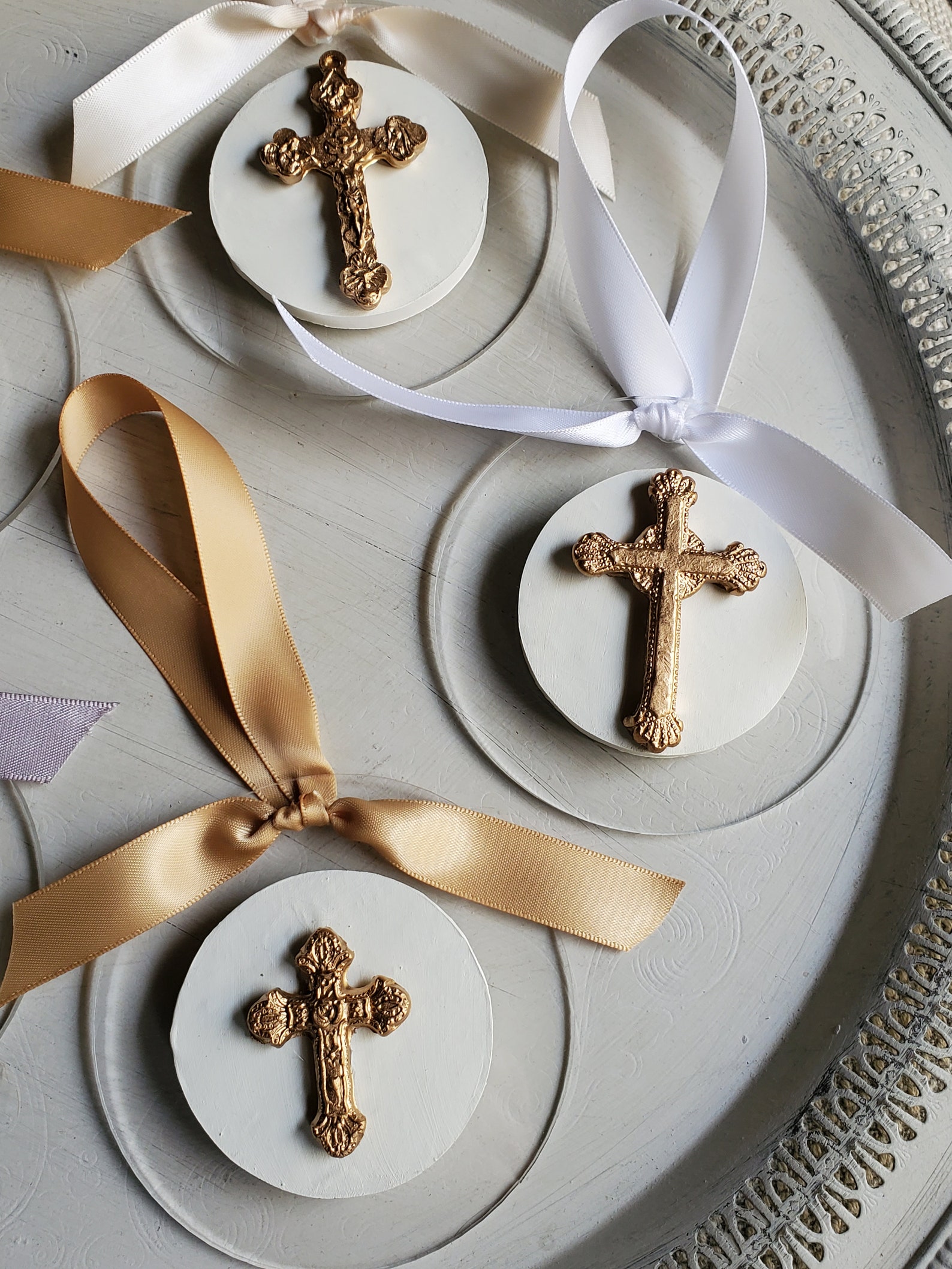 Handmade Gold Leaf Cross Ornament: Acrylic Intaglio, Religious Gift - Etsy