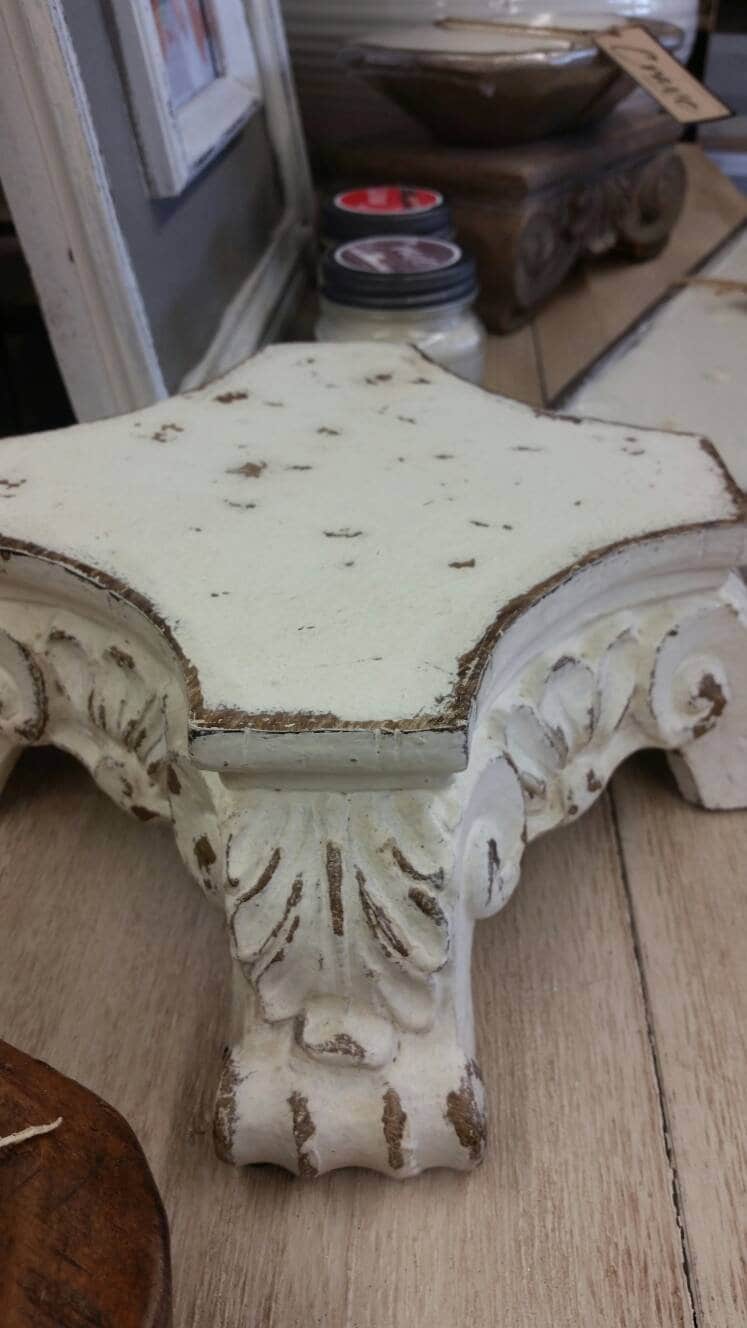 Distressed Off White Architectural Pedestal, Lamp Riser, Display Stand ...