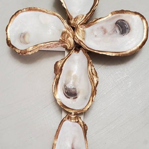 Oyster Shell Cross With Gold Gilding - Wall Decor - Gift - Etsy