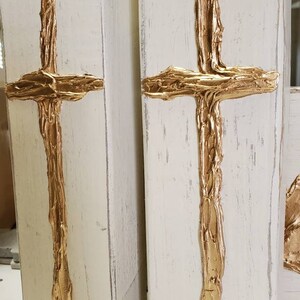 Hand Painted Wooden Gold Cross Block - Etsy
