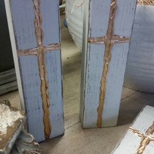 Hand Painted Wooden Gold Cross Block - Etsy