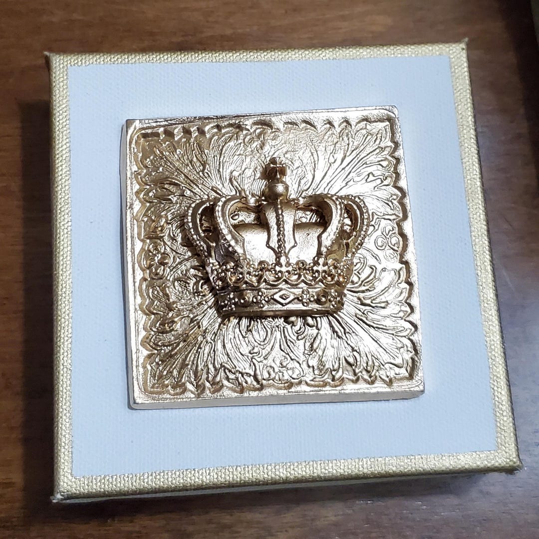 Gold Crown Intaglio Art: Gold Leaf Deco on 5x5 Canvas - Etsy