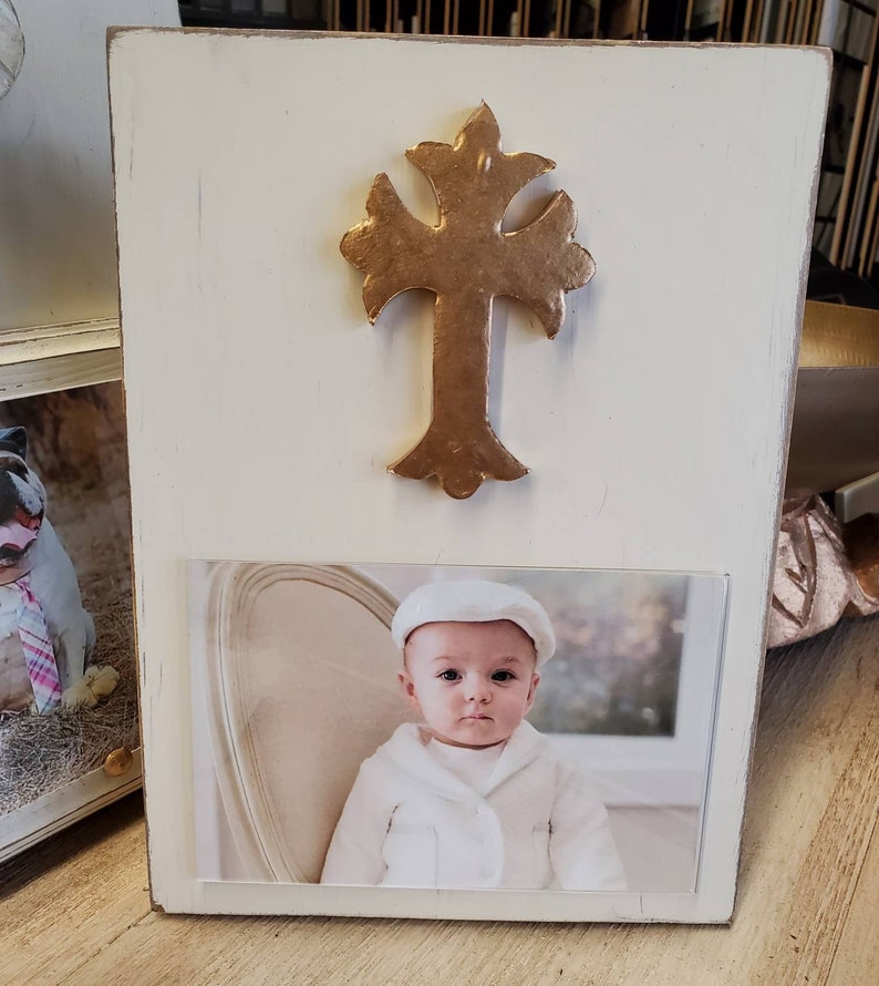 Gold Gilded Cross Wood Frame 4x6 Photo Painted Distessed | Etsy