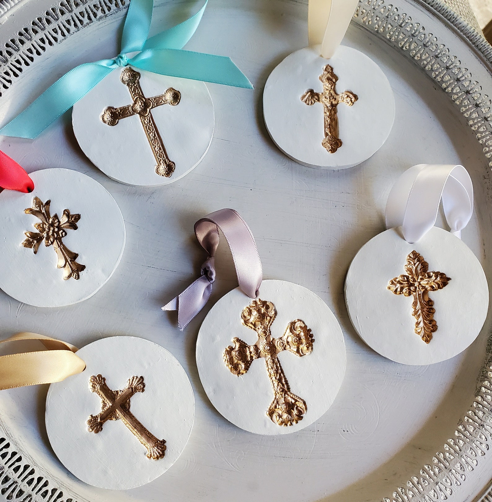 Gold Leaf Cross Intaglio Ornament: Handmade Religious Gift - Etsy