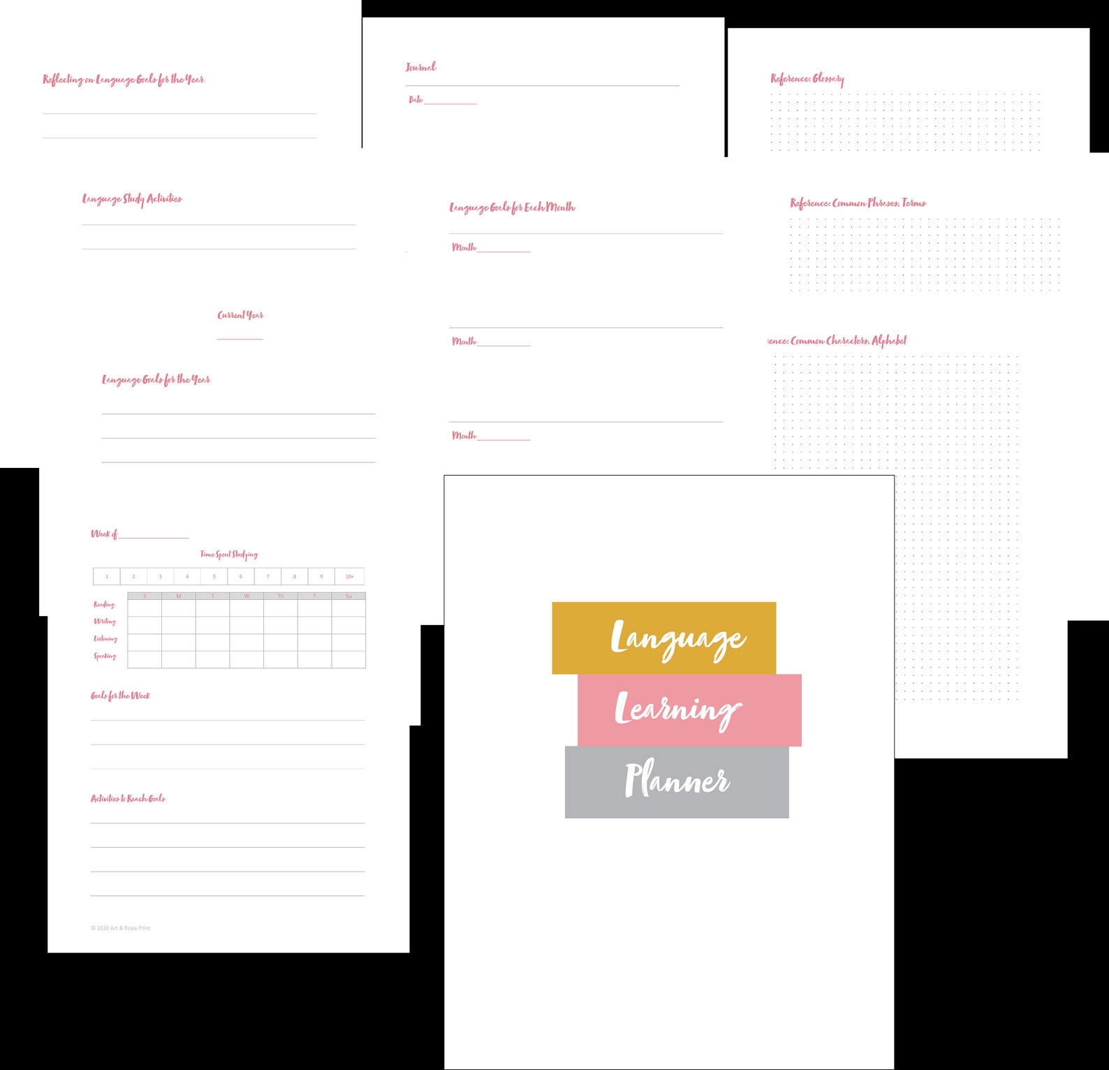 Language Learning Planner, Notebook, Organizer, Journal, Logbook for ...