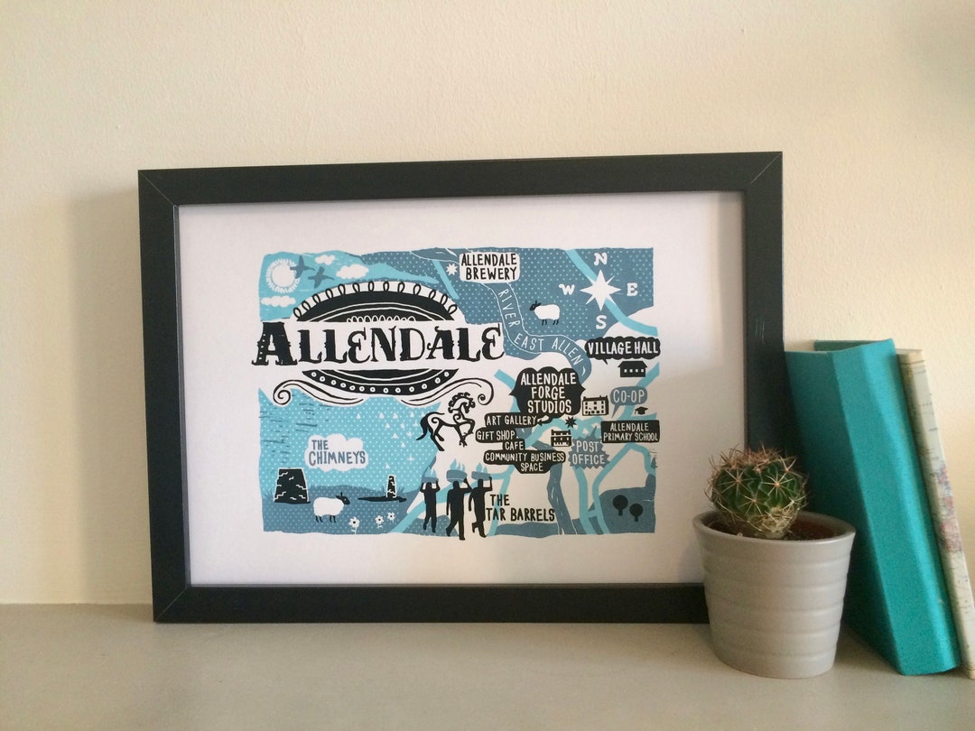 Allendale Map Limited Edition A4 Screen Print - Etsy