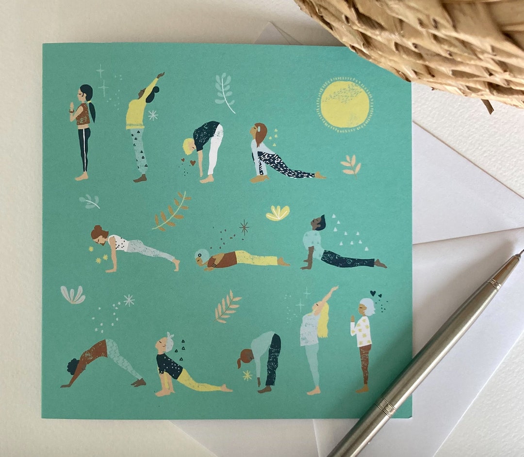 Yoga Sun Salutation Greetings Cards - Etsy