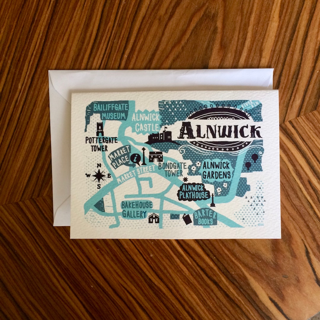Alnwick Map Greetings Card - Etsy