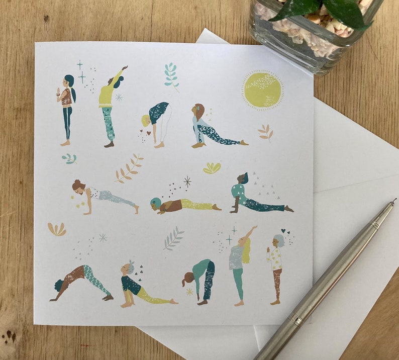 Yoga Sun Salutation Greetings Cards - Etsy