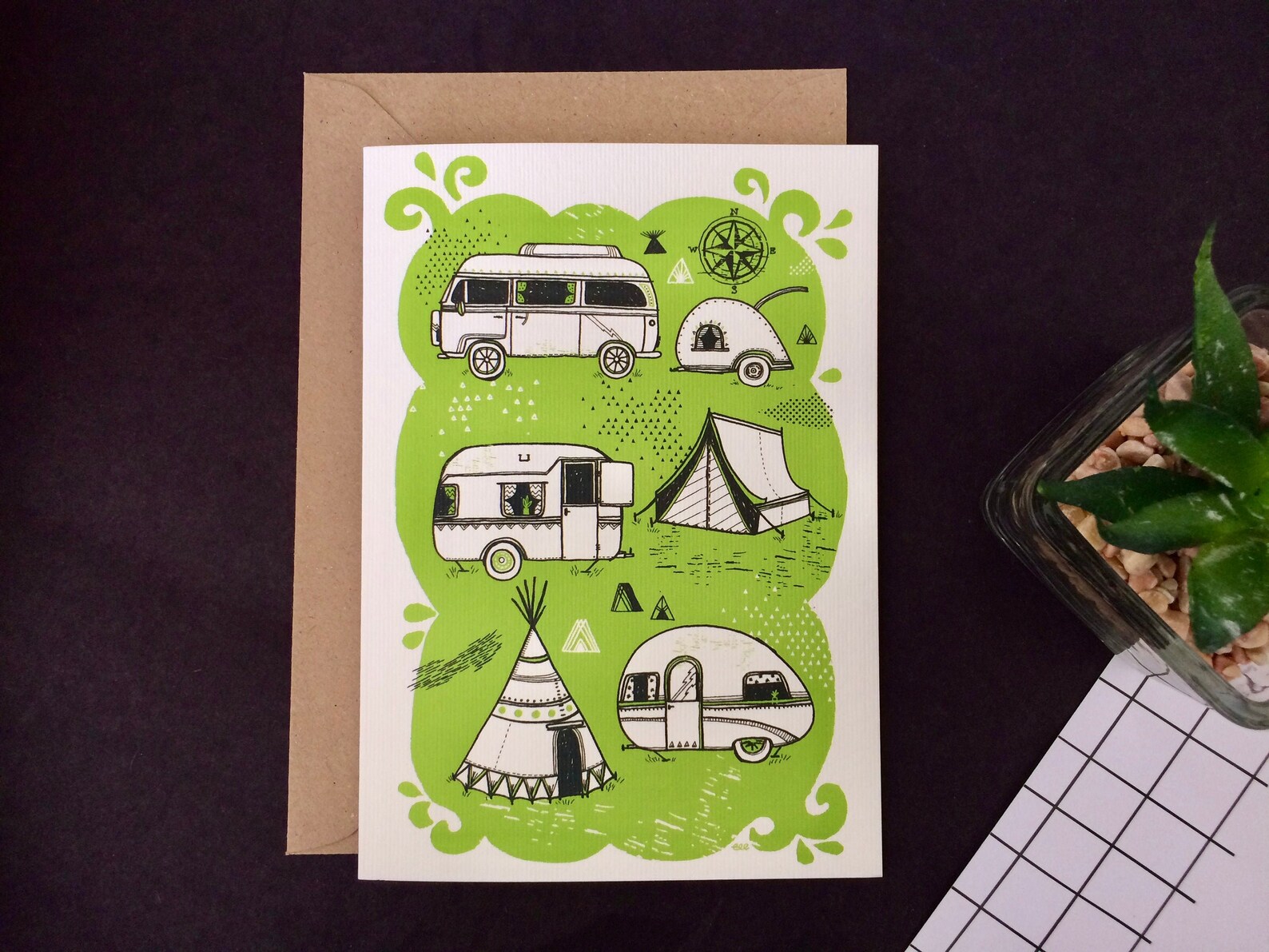 Caravan and Camping Greetings Card - Etsy