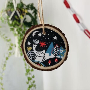 Enchanted Christmas Forest Hand Painted Wooden Tree Decoration - Etsy