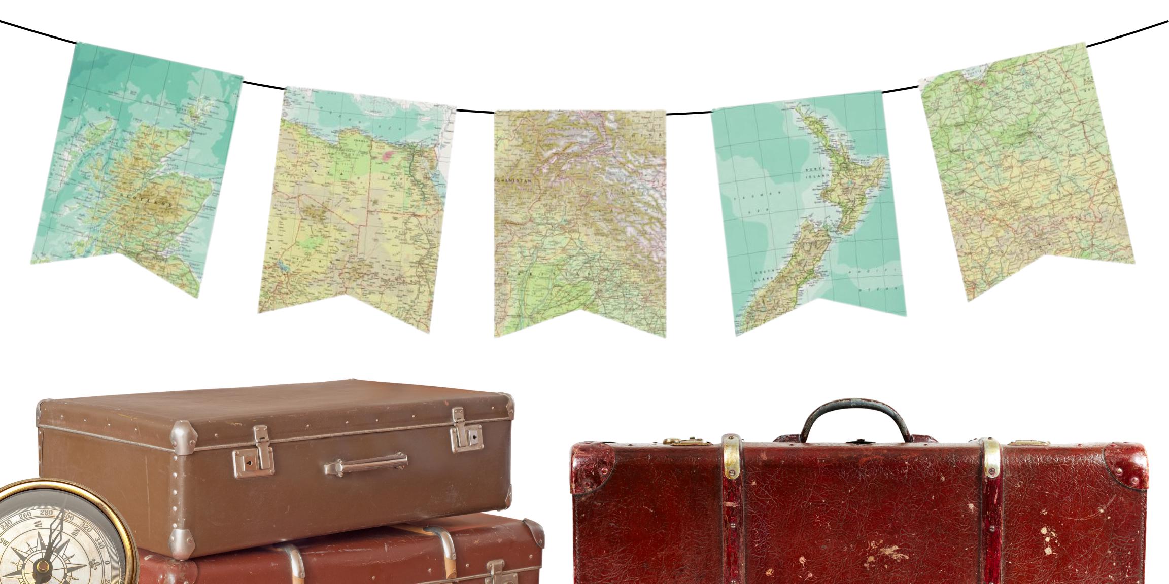 Printable Atlas Banner - Large Flags - Vintage Atlas Garland - Digital ...