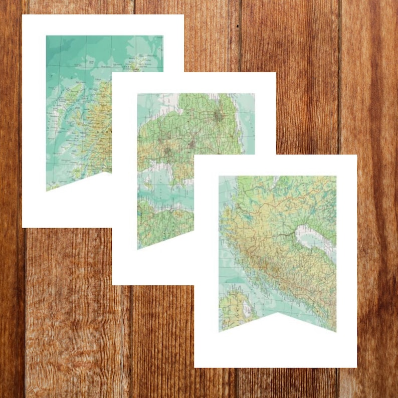 Printable Atlas Banner - Large Flags - Vintage Atlas Garland - Digital ...