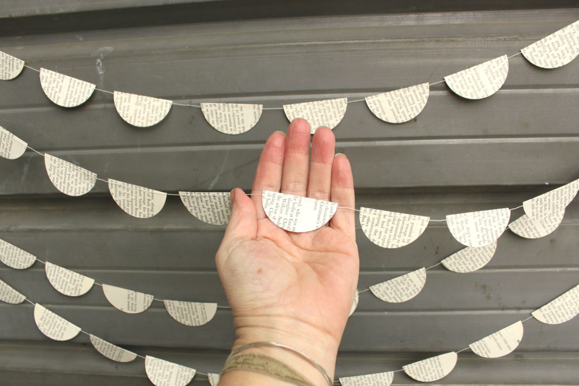 Book Page Garland Paper Garland Scallop Garland Party | Etsy