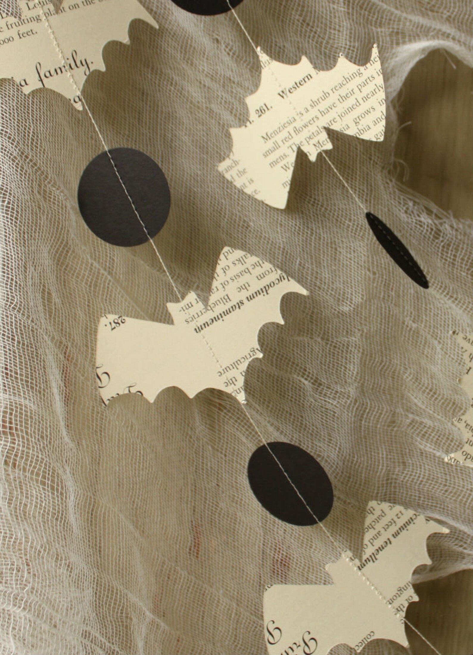 Bat Garland Halloween Decoration Halloween Garland Book Page | Etsy