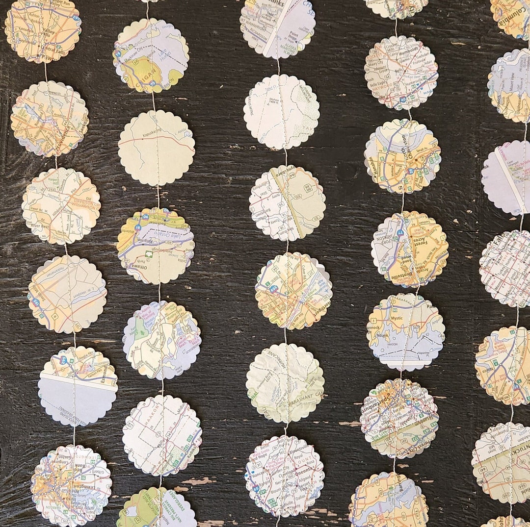 Map Garland, Road Map Garland, Map Bunting, Travel Theme, Map ...