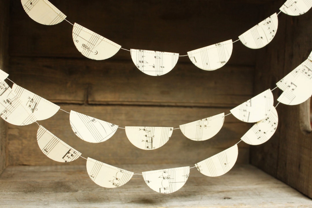 Paper Garland Made From Music Sheets, Party Decoration, Baby Shower ...