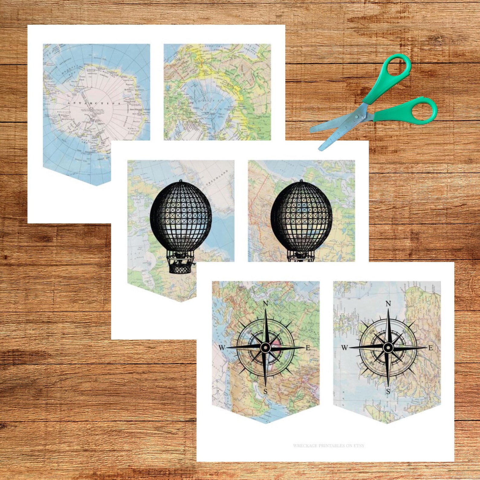 Adventure Awaits Printable Banner: Vintage Atlas Garland (digital ...