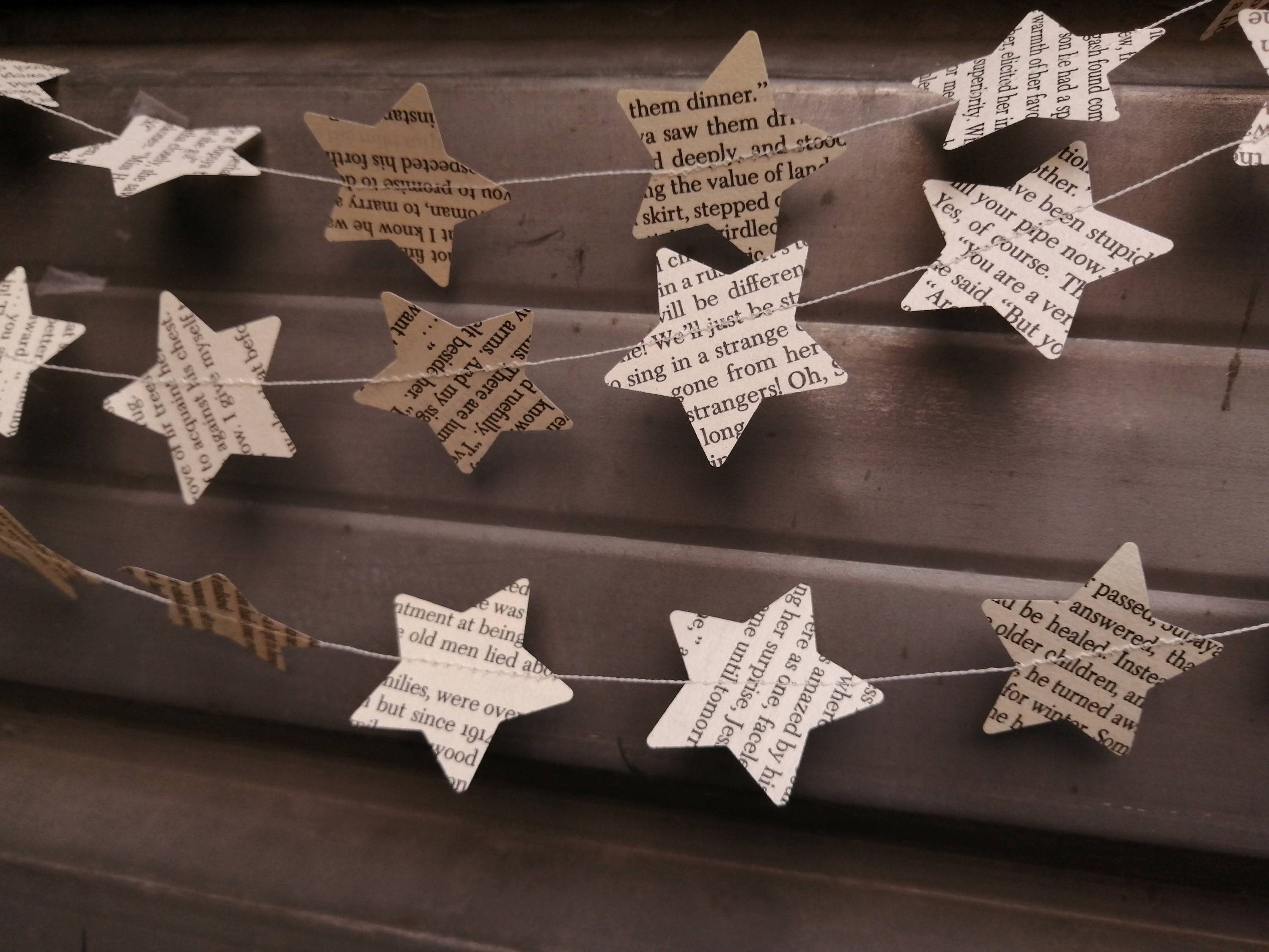 Star Book Page Garland. Paper Garland Party Decoration Star - Etsy Canada