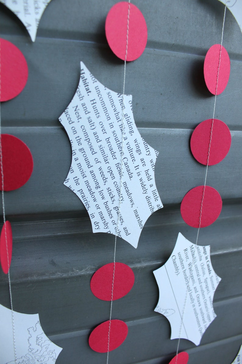 Holly Garland Paper Garland Christmas Decoration Christmas | Etsy