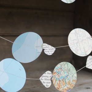 Map Garland, Travel Theme Decorations, Paper Garland, Vintage Atlas ...