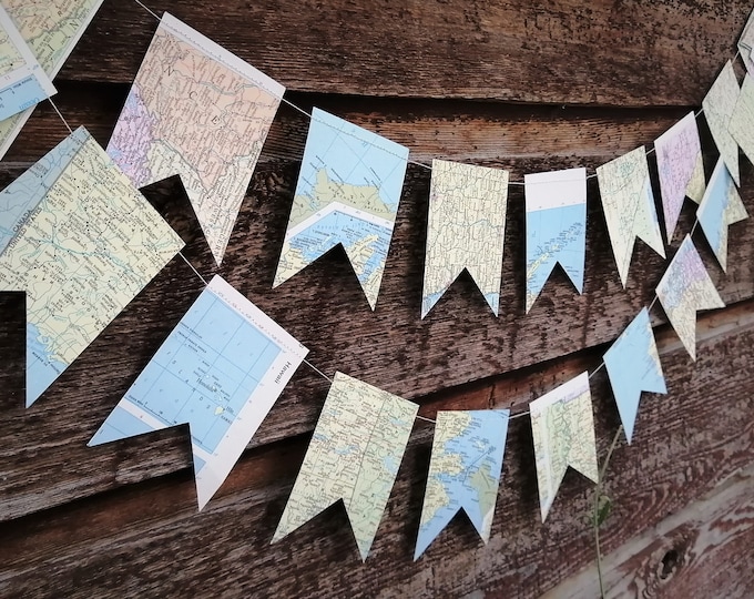 Map Garland Party Decoration Travel Theme Bon Voyage Party - Etsy