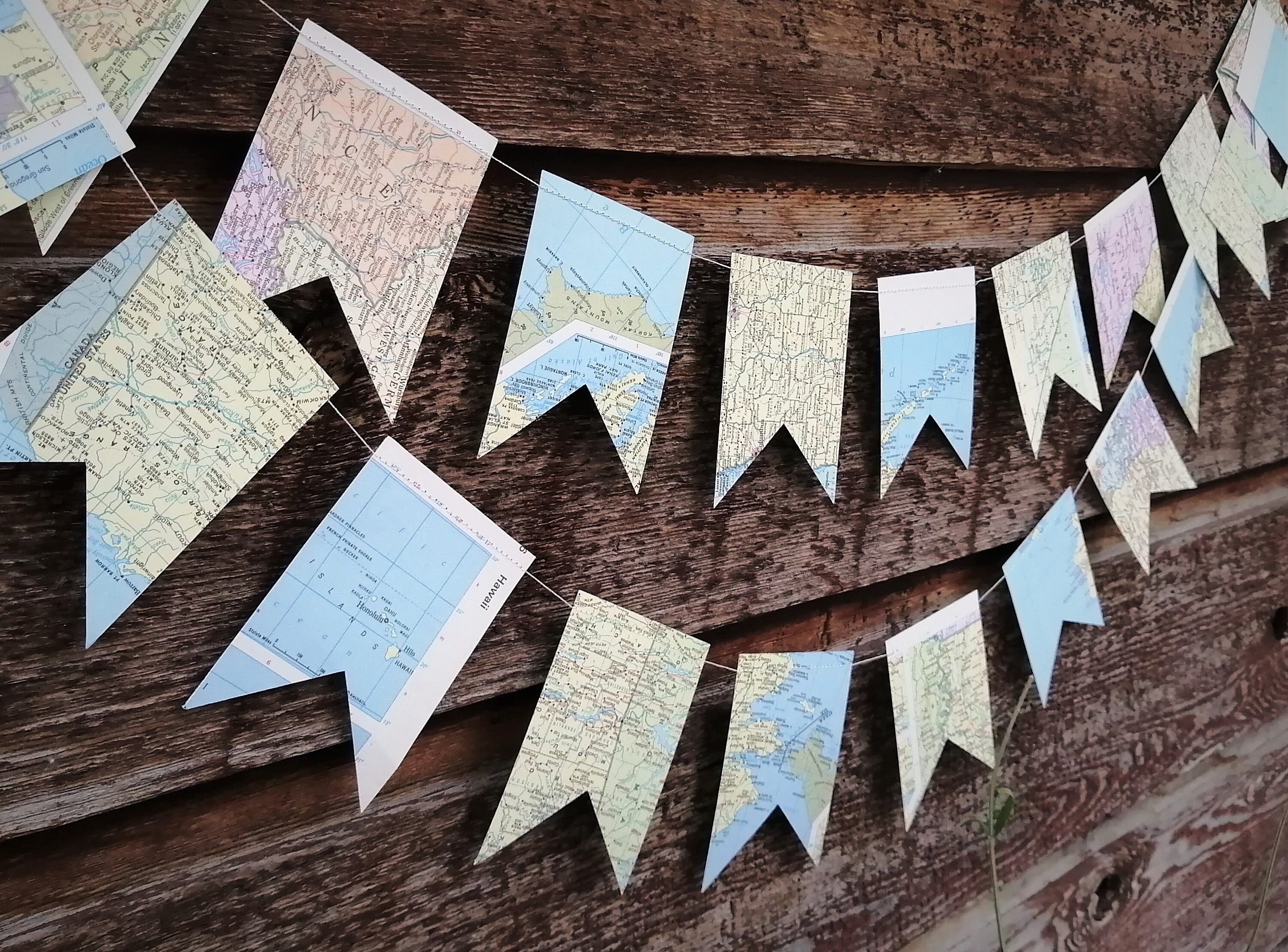 Map Garland Party Decoration Travel Theme Bon Voyage Party | Etsy