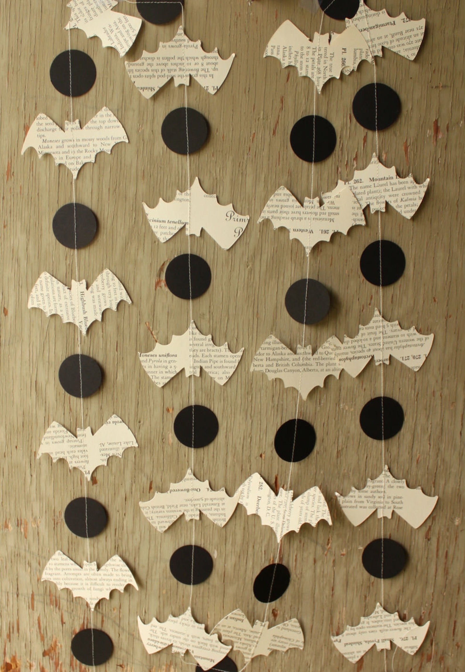 Bat Garland Halloween Decoration Halloween Garland Book Page | Etsy