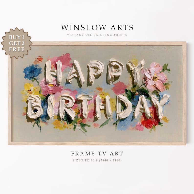 Happy Birthday Frame TV Art Colorful Floral Balloon Letters Birthday happy-birthday-frame-tv-art-colorful-floral-balloon-letters-birthday