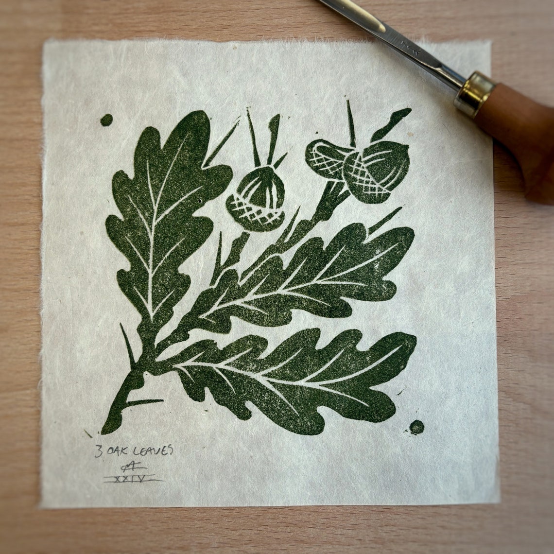 Any 2 Oak Leaf and Acorn Lino Print. - Etsy