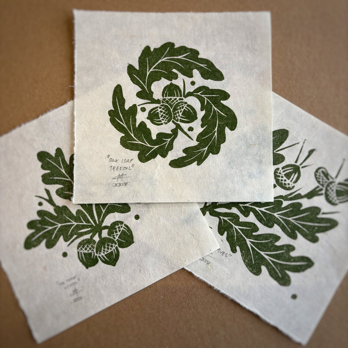 Any 2 Oak Leaf and Acorn Lino Print. - Etsy