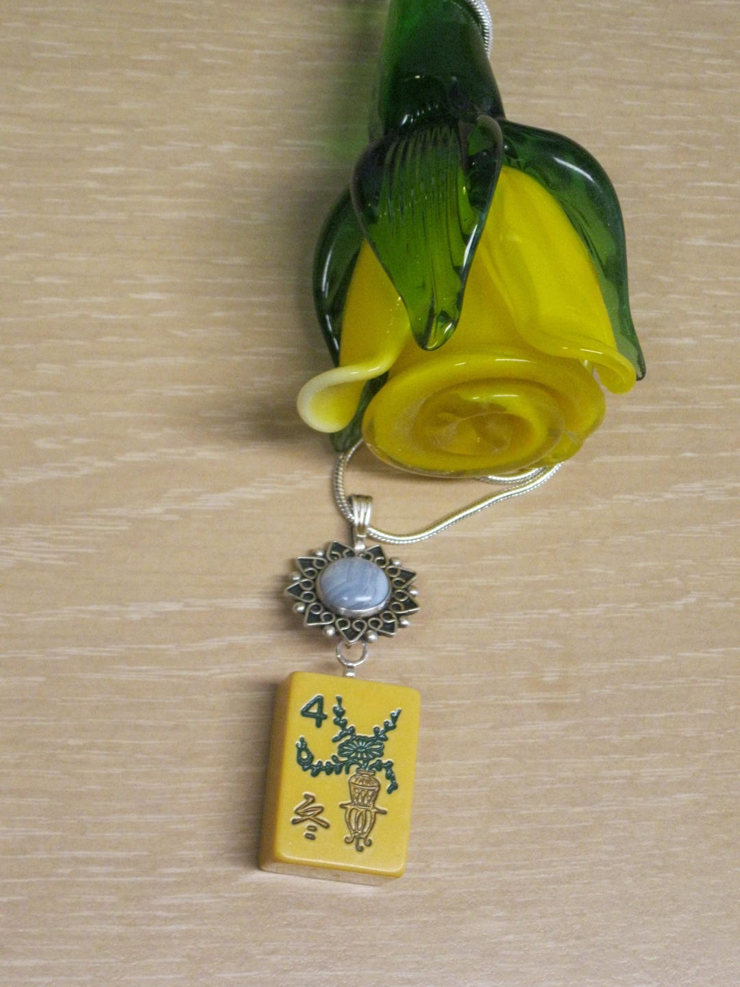 Mahjong Pendant and Chain - Etsy