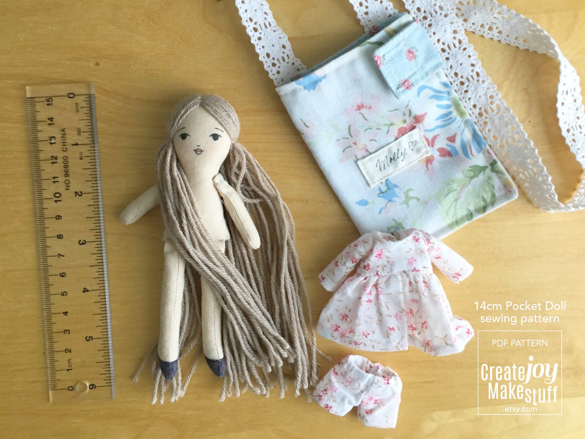 Tiny Pocket Rag Doll Bundle Sewing Pattern PDF – Sew a Handmade Mini ...