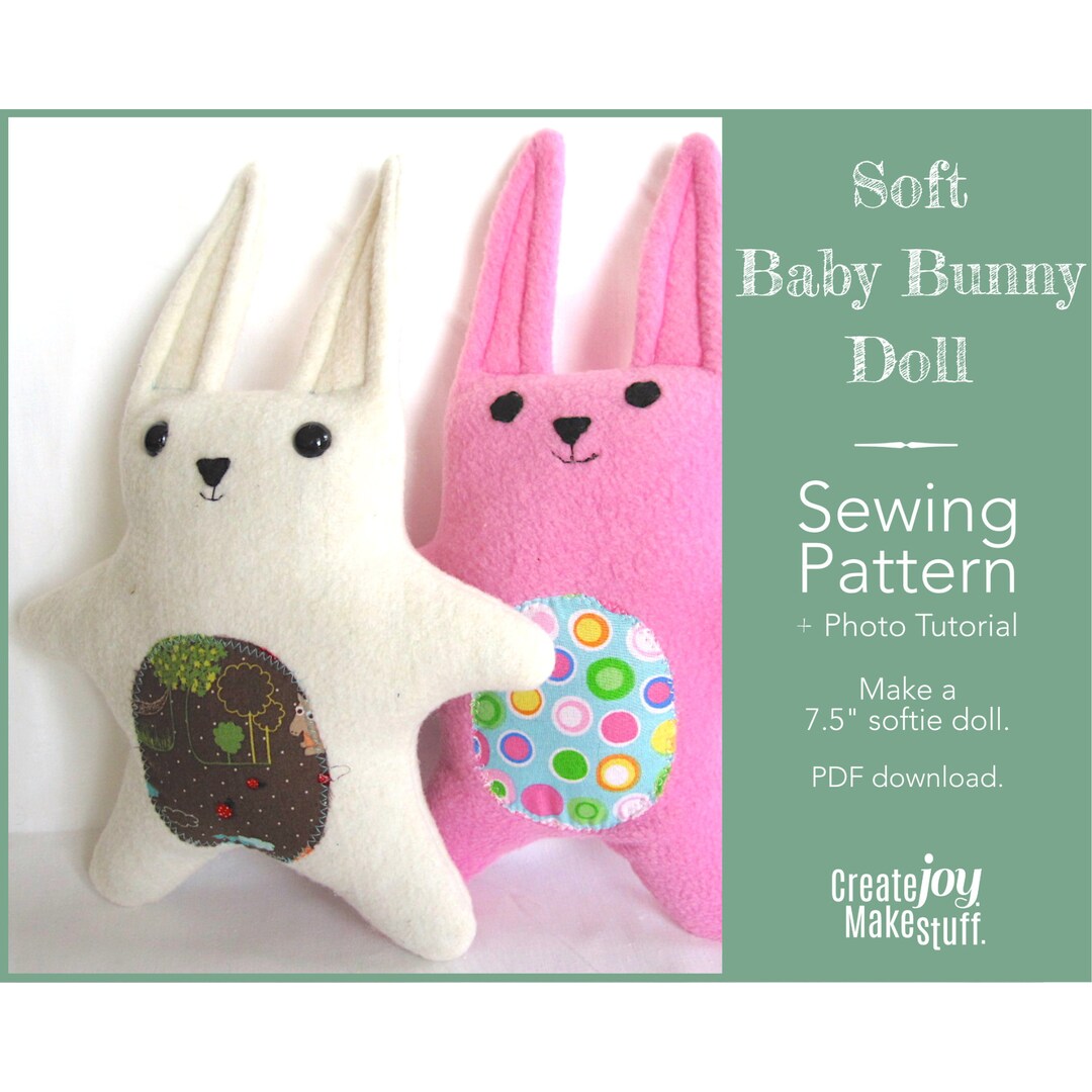 Soft Baby Bunny Doll Sewing Pattern & Tutorial Rabbit Rag - Etsy