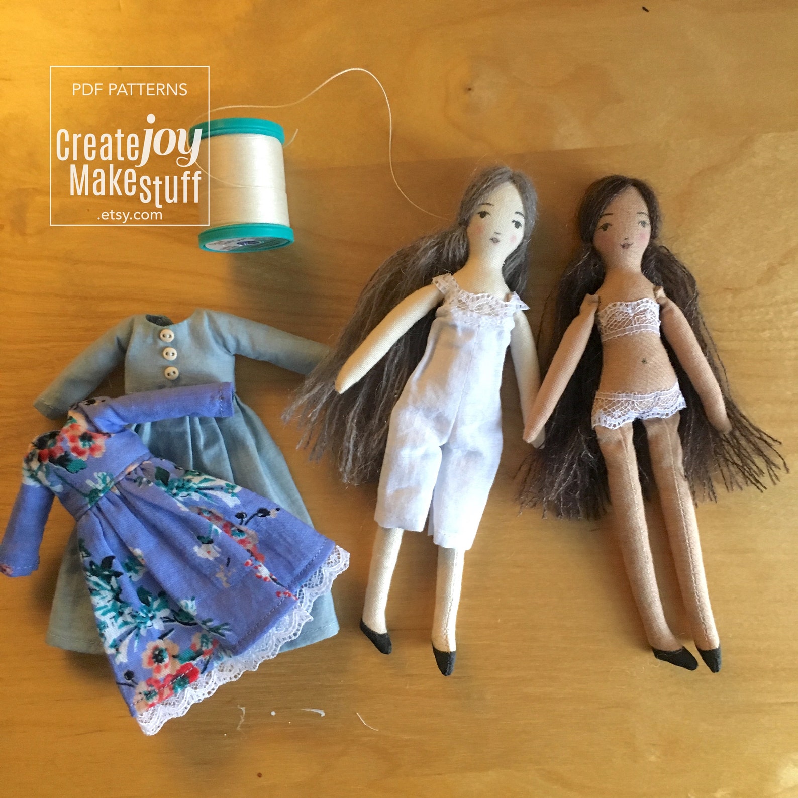 Tiny Pocket Rag Doll Bundle Sewing Pattern PDF – Sew a Handmade Mini ...