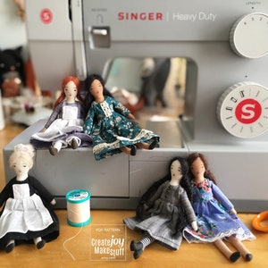 Tiny Woman Rag Doll Sewing Pattern PDF – Sew a Handmade 6" Mini Doll ...