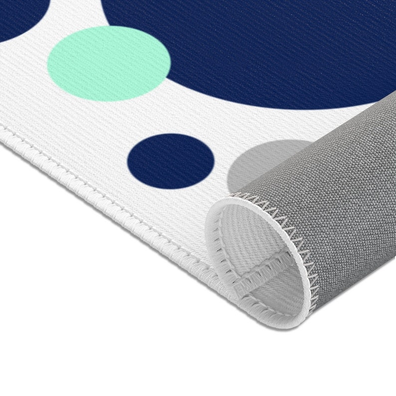 NAVY BLUE MINT Green Polka Dot Rug Geometric Circle Decor | Etsy