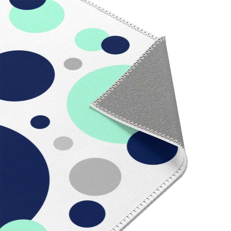NAVY BLUE MINT Green Polka Dot Rug Geometric Circle Decor | Etsy