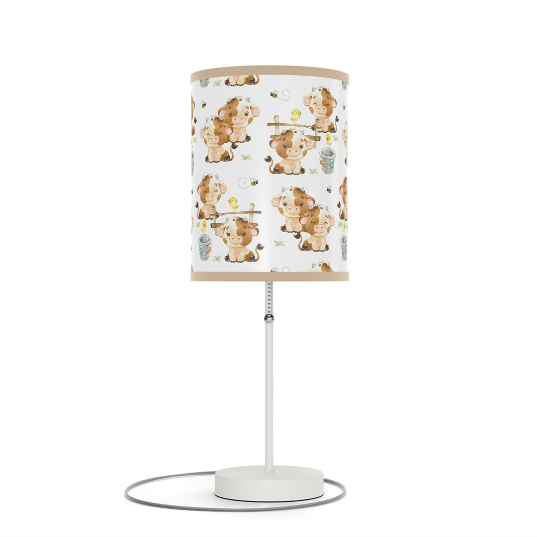 Farm Animals Cow Table Lamp Lampshade Night Light Baby Girl Boy Nursery ...